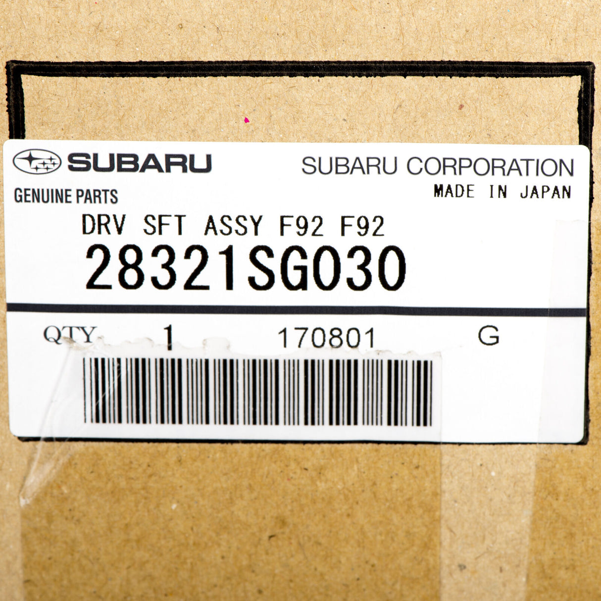 Drive Shaft CV Assy F92 F92 28321SG030 for Subaru – The Car Parts Shop
