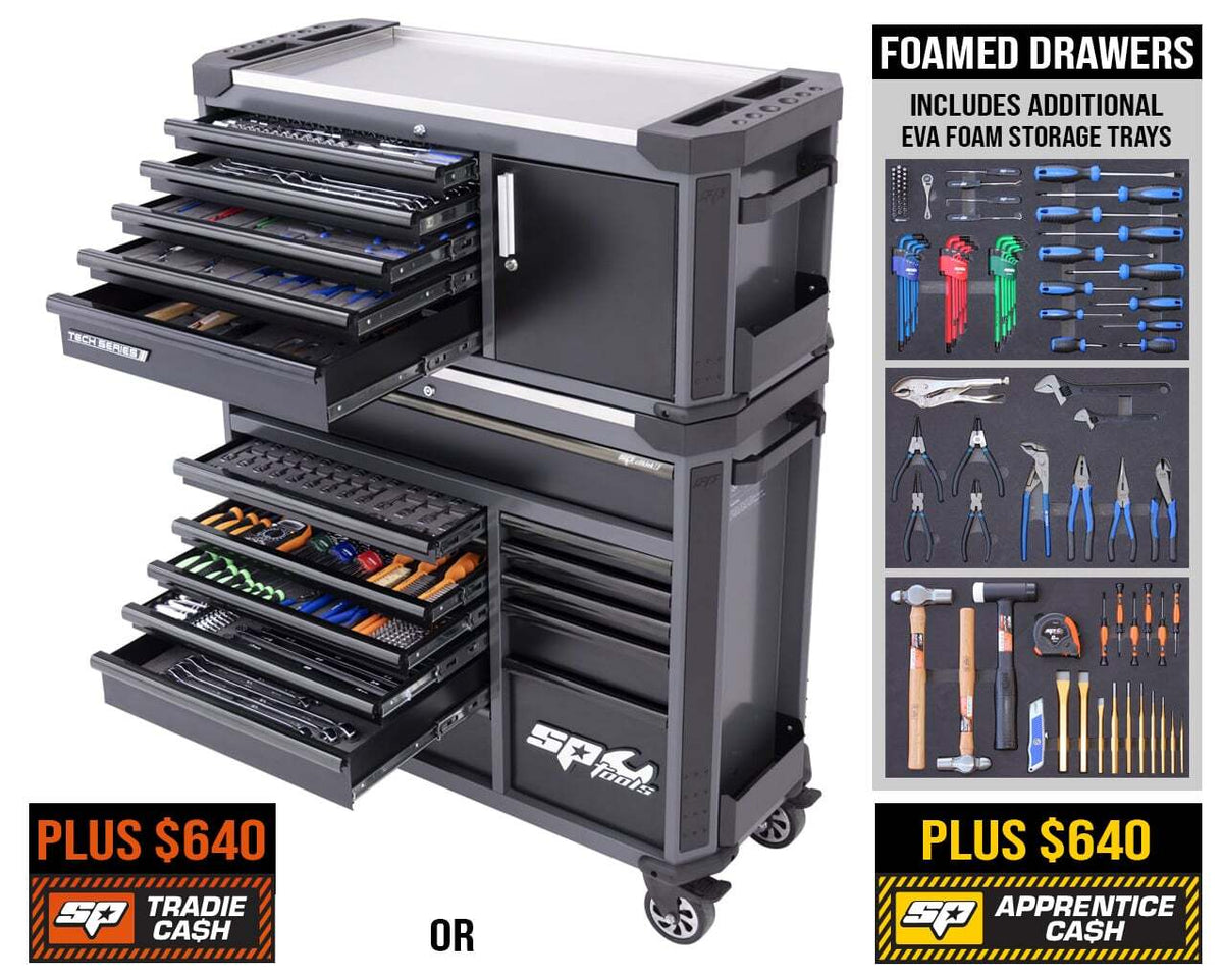 SP Tools Tech Series Tool Kit with Power Tool Cupboards - 613 piece ...